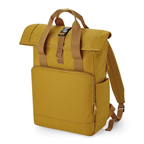 BagBase BG118L Recycled Twin Handle Roll-Top Laptop Backpack, Mustard, One Size