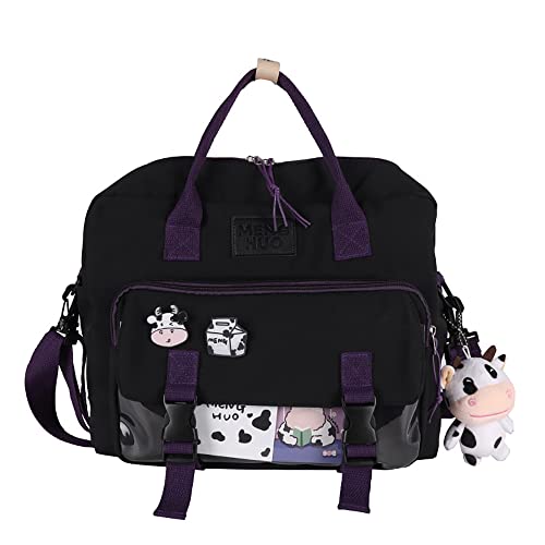 SALLYOON Japanese School Hand Bag Anime Backpack Shoulder Bag Kawaii Cute Backpacks for Girls (Black)