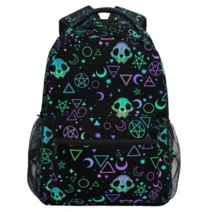 mnsruu school backpack magic skulls college knapsack laptop rucksack business travel computer bookbags for adult teen one size