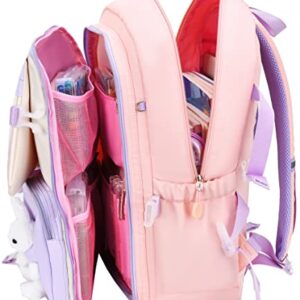 nine-tailed fox Bunny Backpack for Girls,Cute Backpack With Lunch Bag Kindergarten Preschool Elementary School Bookbag Set (Lunch Bag Sets Pink)