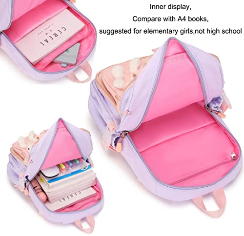 nine-tailed fox Bunny Backpack for Girls,Cute Backpack With Lunch Bag Kindergarten Preschool Elementary School Bookbag Set (Lunch Bag Sets Pink)