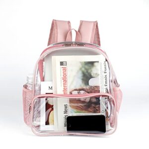 Small Clear Backpack Stadium Approved 12x12x6 Clear Mini Backpack for Girls Women ( Rose Gold )