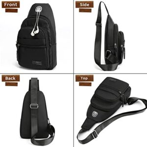 Xinteorao Small Sling Bag for Women Men Chest Bag One Strap Shoulder Crossbody Sling Backpack for Travel Running Hiking Black