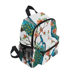 Tarity Peacock Kids Toddler Backpack for Girls School Bag Cute Travel Backpack Bookbag for Preschool Kindergarten