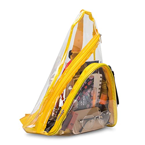 Clear Sling Bag, Stadium Approved Small PVC Shoulder Crossbody Backpack, Transparent Casual Chest Daypack for Hiking, Travel, Concerts, Yellow