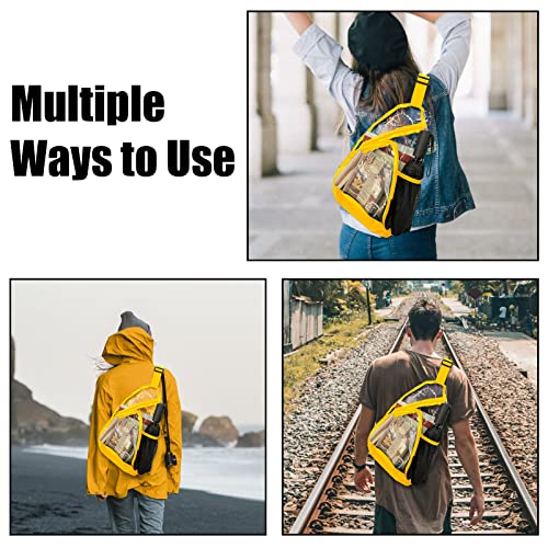 Clear Sling Bag, Stadium Approved Small PVC Shoulder Crossbody Backpack, Transparent Casual Chest Daypack for Hiking, Travel, Concerts, Yellow