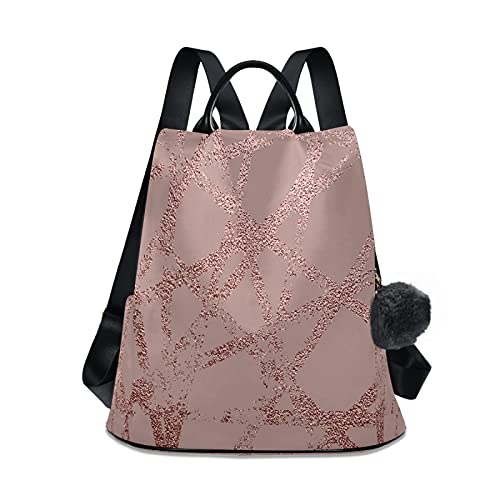 Pink Rose Marble Backpack Purse for Women Girls College School Travel Bag Stylish Casual Daypack Laptop Student Bookbag Anti-theft Computer Bags for Teenager Teen Girls Work Hiking Camping