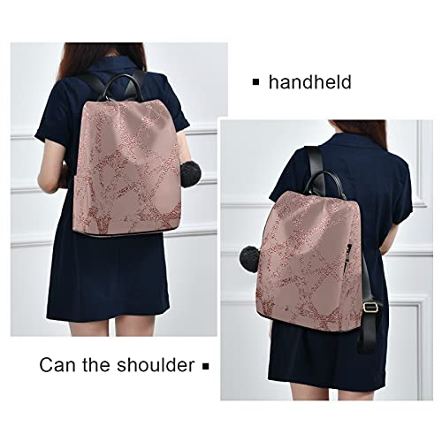 Pink Rose Marble Backpack Purse for Women Girls College School Travel Bag Stylish Casual Daypack Laptop Student Bookbag Anti-theft Computer Bags for Teenager Teen Girls Work Hiking Camping