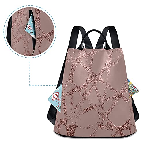 Pink Rose Marble Backpack Purse for Women Girls College School Travel Bag Stylish Casual Daypack Laptop Student Bookbag Anti-theft Computer Bags for Teenager Teen Girls Work Hiking Camping