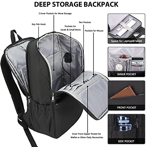 MAXTOP Travel Laptop Backpack with USB Charging Port Anti-Theft[Water Resistant] College School Bookbag Fits 17 Inch Laptop