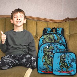 AGSDON 3PCS Dinosaur Backpack for Boys, 16" little Kids Preschool School Bookbag and Lunch Box