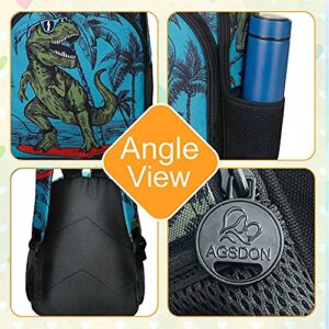 AGSDON 3PCS Dinosaur Backpack for Boys, 16" little Kids Preschool School Bookbag and Lunch Box