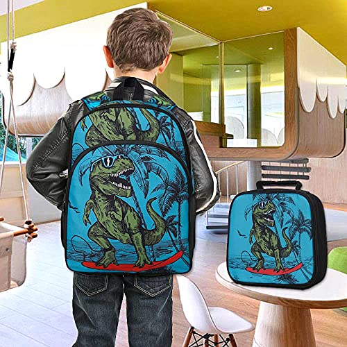 AGSDON 3PCS Dinosaur Backpack for Boys, 16" little Kids Preschool School Bookbag and Lunch Box