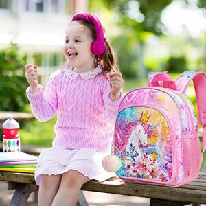 WZLVO Toddler Backpack for Girls, 12" Cute Unicorn Sequin Preschool Bookbag, Kindergarden School bag for little Kids