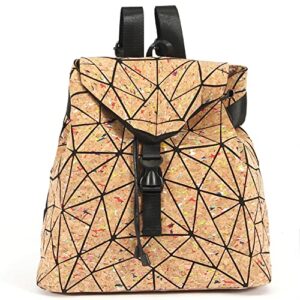 geometric cork backpack vegan backpack eco-friendly cork backpack for women