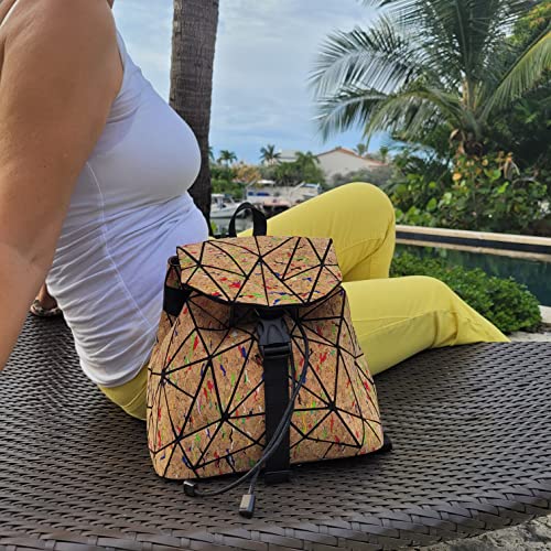 Geometric Cork Backpack Vegan Backpack Eco-friendly Cork Backpack for Women