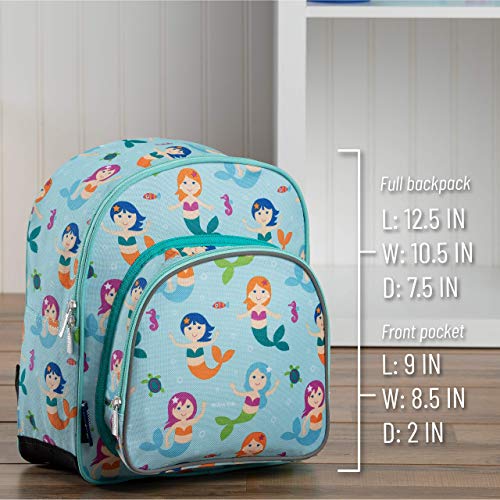 Wildkin 12 Inch Kids Backpack with Modern Nap Mat (Mermaids)