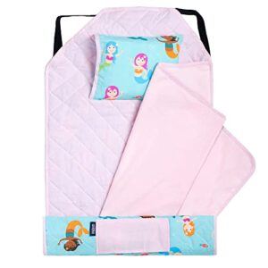 Wildkin 12 Inch Kids Backpack with Modern Nap Mat (Mermaids)