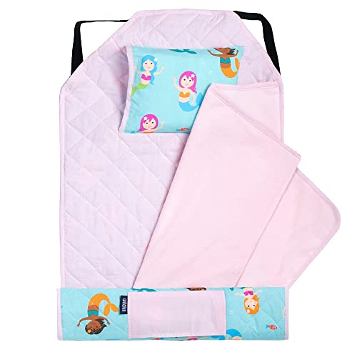 Wildkin 12 Inch Kids Backpack with Modern Nap Mat (Mermaids)