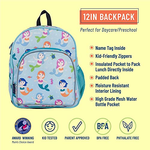 Wildkin 12 Inch Kids Backpack with Modern Nap Mat (Mermaids)