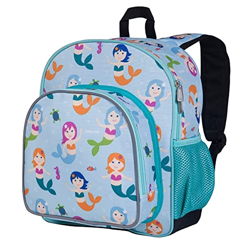 Wildkin 12 Inch Kids Backpack with Modern Nap Mat (Mermaids)