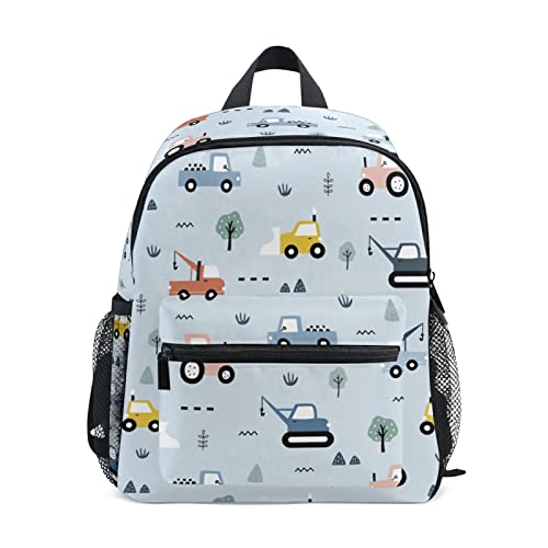 ALAZA Toddler Backpack Cute Construction Vehicles Car Preschool Kindergarten Bookbag Nursery Travel Bag for Boys Daycare