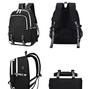 TIMMOR MAGIC Japanese Anime Backpack for Boys with USB Charging Port, Middle School College nezuko Bookbags for Women Men.(Black8)