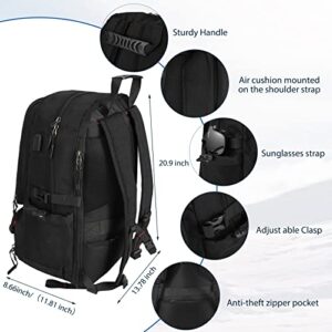 Fujampe Travel Laptop Backpack with Shoes Compartment USB Charging Port Large 60L Carry on Backpack School Bag Fit 17 Inch Laptops for Men Women