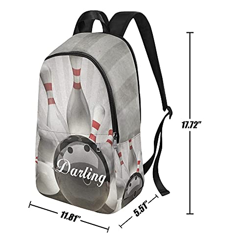 Personalized Bowling Ball Backpack with Name Custom Travel Daypack Bag for Man Woman Gifts