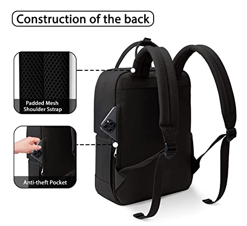 KALIDI Casual Backpack, 17 Inches Laptop Backpack for Men Women, Water Resistant Vintage Rucksack Business Travel Daypack College School Bag, Black