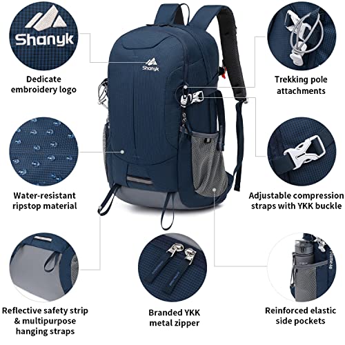 Shanyk 40L Hiking & Camping Travel Backpack | Water-resistant Lightweight Outdoor Daypack for Men & Women