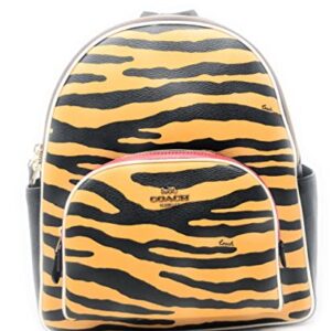 Coach Women's Court Backpack (Coated Canvas - Tiger Print - Honey - Black)