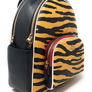 Coach Women's Court Backpack (Coated Canvas - Tiger Print - Honey - Black)