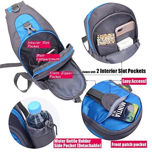 Peicees Chest Crossbody Sling Backpack Bag Travel Bike Gym Daypack for Women Men