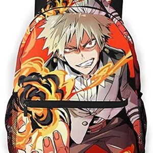 Bakugou Katsuki My Hero Academia Bookbag School Backpack with Bottle Pockets for Girls Boys Durable Waterproof