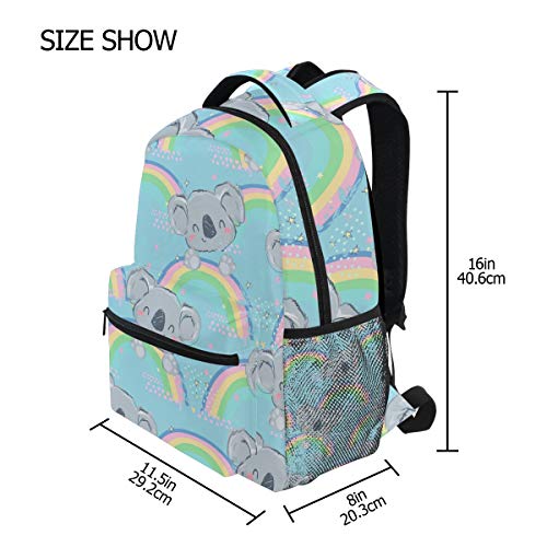 Koala School Backpack Rainbow Bookbag for Boys Girls Teens Casual Travel Bag Computer Laptop Daypack