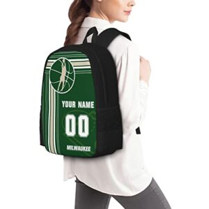 Milwaukee Custom Basketball Style Backpack With Personalized Name Number Teens Girls Boys School Bag Computer Backpacks 17 Inch Large Capacity.