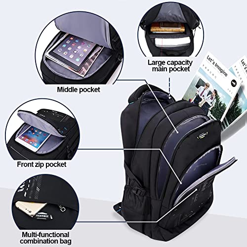 Voici et Voila Large Trolley Schoolbag Rolling Laptop Bag Wheeled Backpack Book Bag with wheels for Boys College School Roller Rucksack Men's Backpack on Wheels for Teens