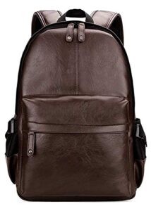 vintage pu leather backpack school college bookbag laptop computer backpack (coffee)