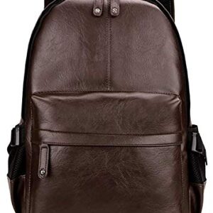 Vintage PU Leather Backpack School College Bookbag Laptop Computer Backpack (Coffee)