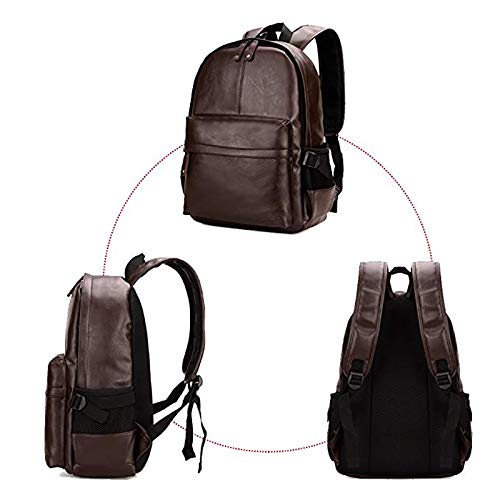 Vintage PU Leather Backpack School College Bookbag Laptop Computer Backpack (Coffee)