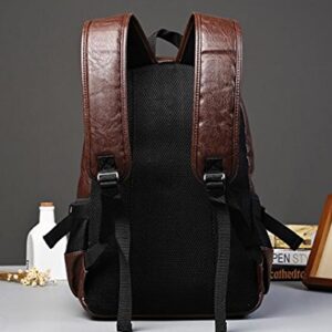 Vintage PU Leather Backpack School College Bookbag Laptop Computer Backpack (Coffee)