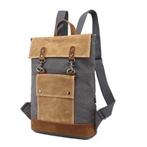 The Same Direction Hillside Backpack Leather and Canvas (Grey)