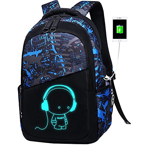 FLYMEI Cool Backpack with USB Charging Port, Luminous Backpack for Teens Bookbags for School, Large Laptop Backpack for Work