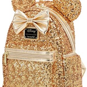 Loungefly X LASR Exclusive Disney Yellow Gold Sequin Minnie Mini Backpack