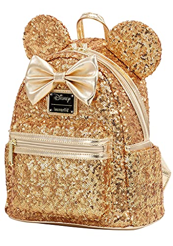 Loungefly X LASR Exclusive Disney Yellow Gold Sequin Minnie Mini Backpack