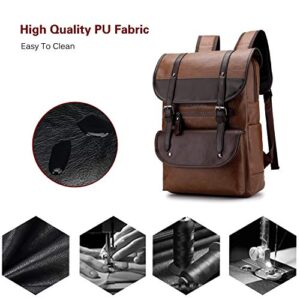 FANDARE Unisex Backpack Waterproof PU Daypack Boy Girl Daily Packs School Bag for 14 inch Laptop Teens Lightweight College Bag Women Men Knapsack Outdoor Travel Camping Hiking Rucksack Khaki