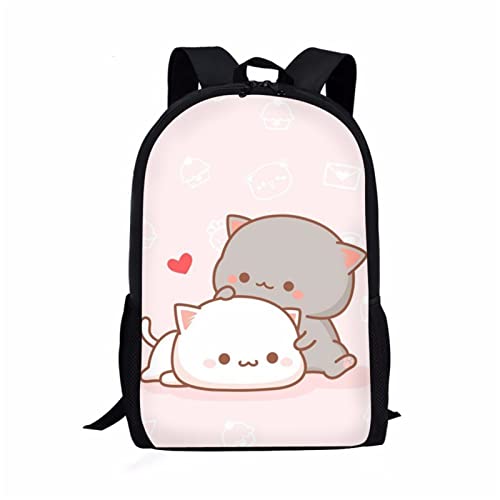 YSTARDREAM Cute Cat School Backpack for Teen Girls Kawaii Bookbag Large for School Office Lightweight Outdoor Travel Mountaineering Bag