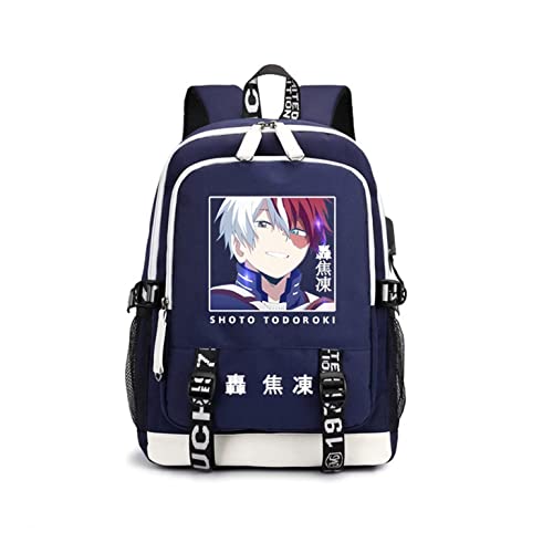 Anime MHA Backpack with USB Charging Port College School Laptop Shoulder Todoroki Book Bags