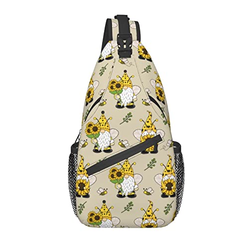 Sling Bag Sunflower Bee Gnomes Farmhouse Hiking Daypack Crossbody Shoulder Backpack Travel Chest Pack for Men Women